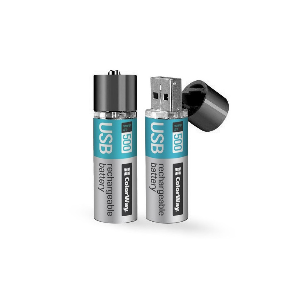 COLORWAY AA újratölthető elem, CW-UBAA-02 Rechargeable Battery USB 1200 ...