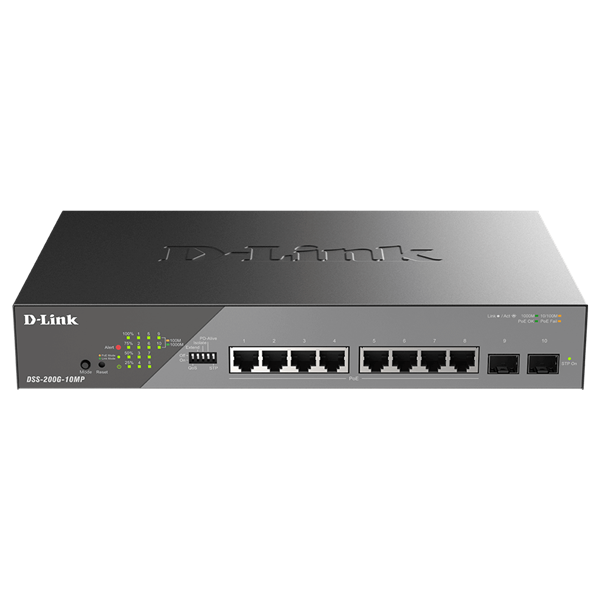 D-LINK Switch 8x1000Mbps(8xPOE) +2xSFP Uplink Fémházas, Surveillance ...
