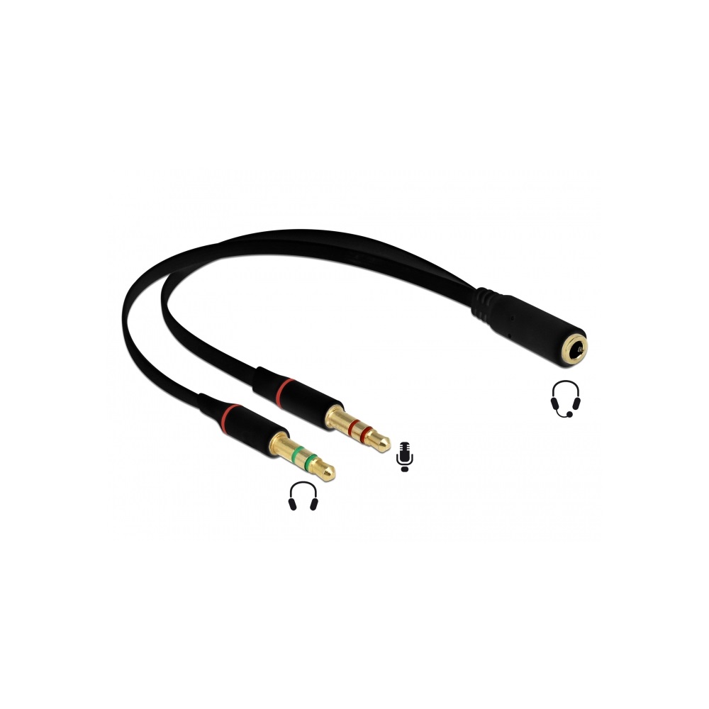 DELOCK Átalakító Headset Stereo jack 1x 3.5mm 4 pin female > 2x 3.5mm 3 ...