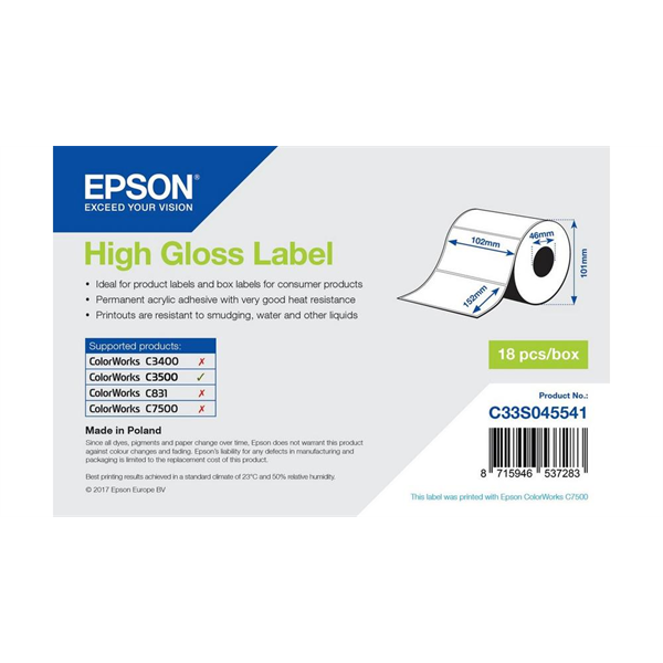 EPSON High Gloss Label 102 x 152mm, 210 lab - CHS Hungary Kft.