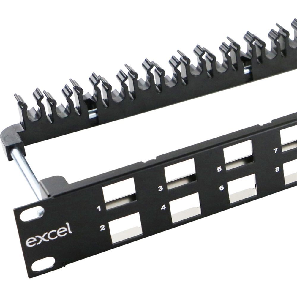 EXCEL Patch Panel Döntött moduláris 24 portos 1U, fekete - CHS Hungary Kft.