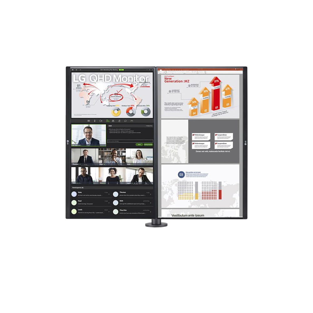 Lg Monitor 27qp88dp 27 Méretű Qhd Ips Ergo Monitor Usb Type C™ Csatlakozóval és Daisy Chain