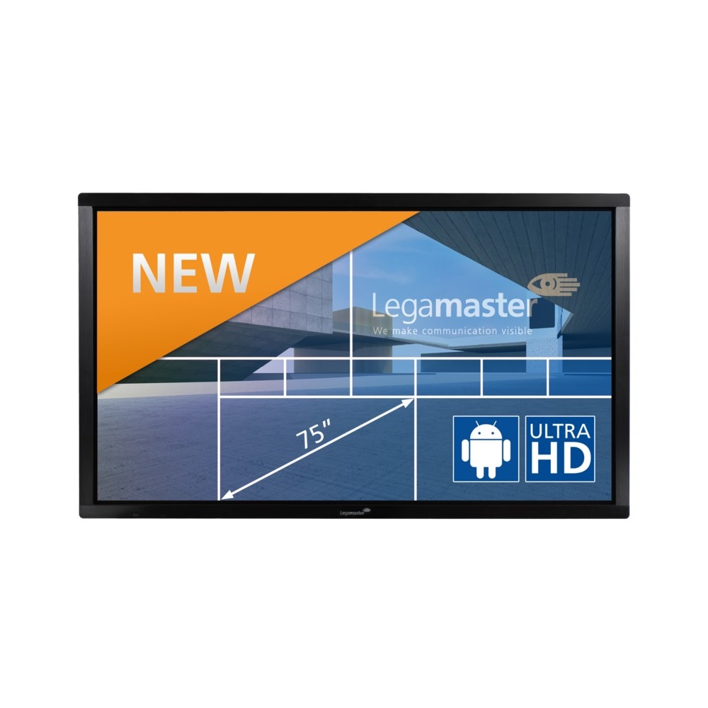 Legamaster Interaktív kijelző, ETX-7510, 75", UHD, multi-touch(32 érintés), HDMI, DP, VGA, USB ...