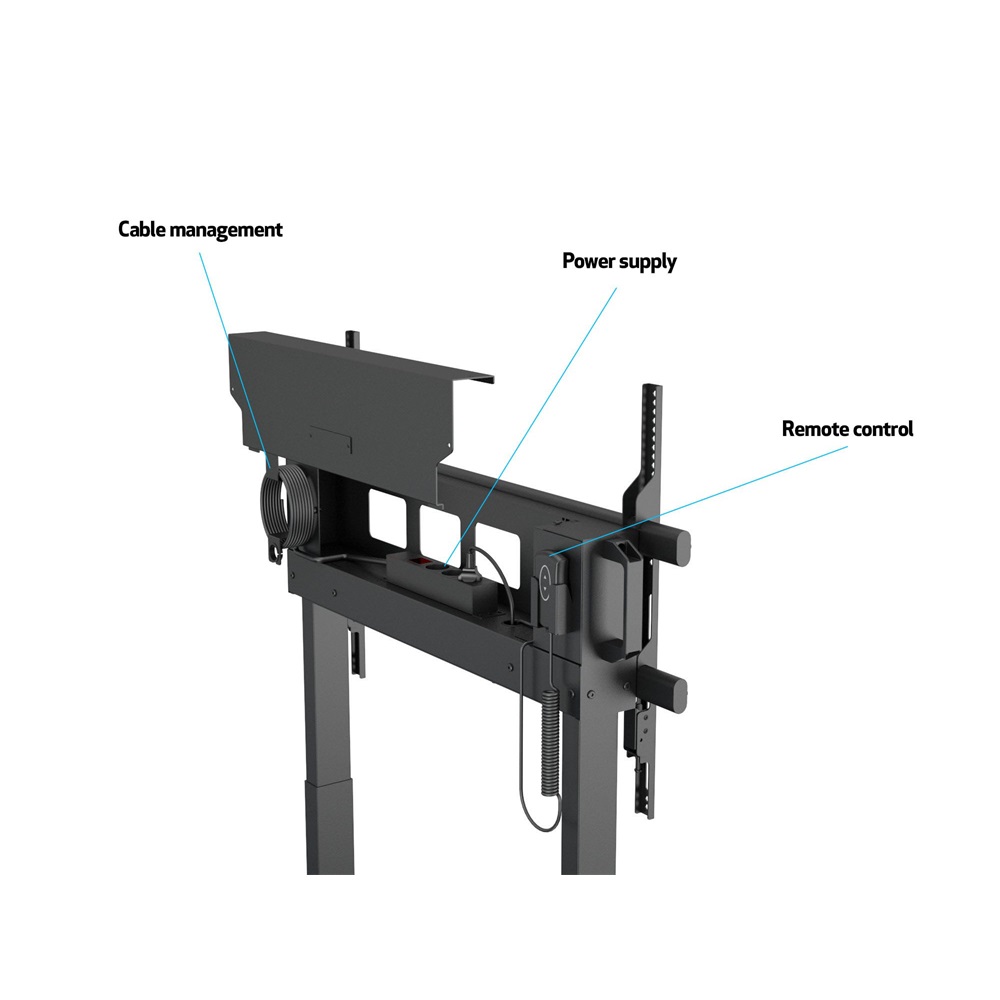 MULTIBRACKETS Gurulós motoros padlóállvány, M Motorized Floorstand XL 150kg Black (42-100", max ...