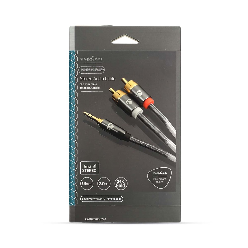 Nedis Profigold CATB22200GY20 sztereo audió kábel 3,5mm sztereo jack ...