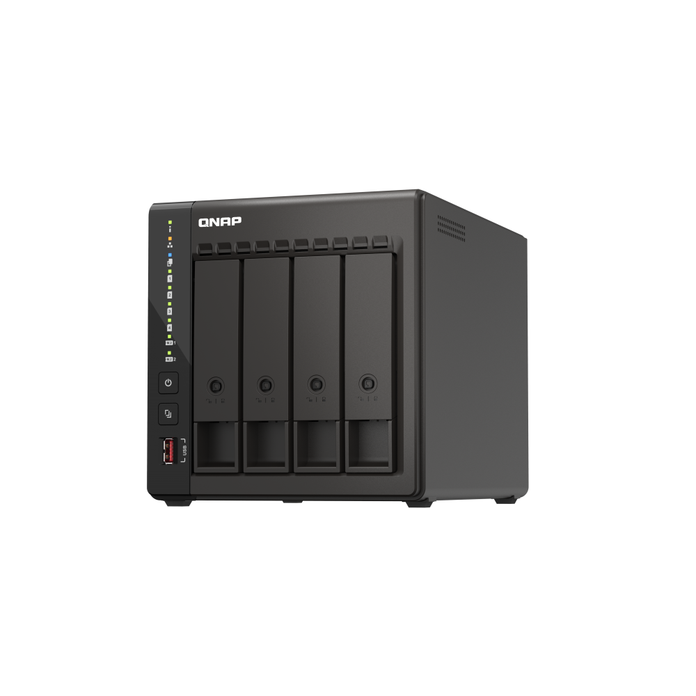 QNAP NAS 4 fiókos Celeron J6412 4x2,6GHz, 8GB RAM, 2x25000Mbps, 2xHDMI1.4b, 2xUSB3.2Gen2, 2xM.2 ...