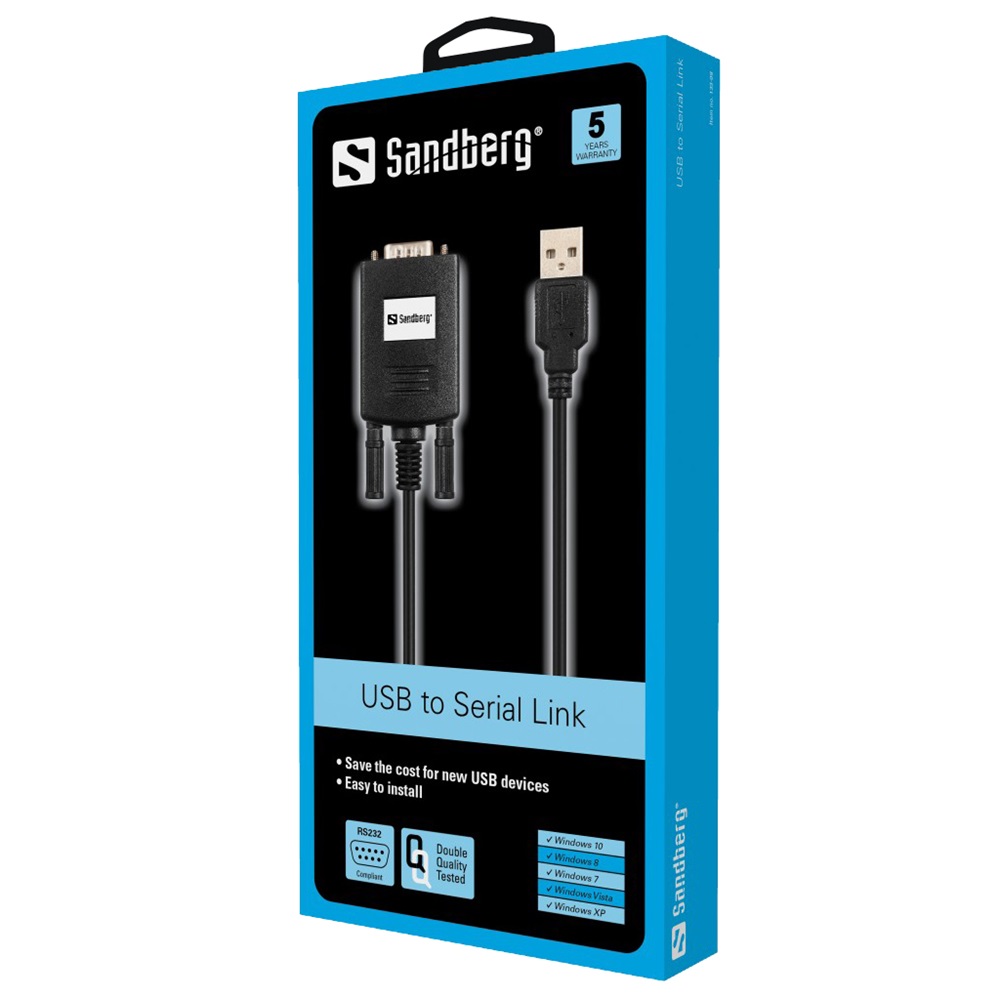 SANDBERG USB-adapter, USB to Serial Link (9-pin), Fekete - CHS Hungary Kft.