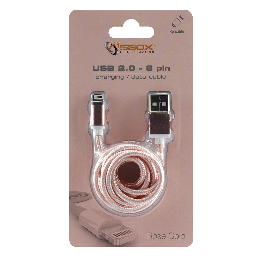 SBOX Kábel, CABLE USB A Male -> 8-pin iPh Male 1.5 m Rose gold ...