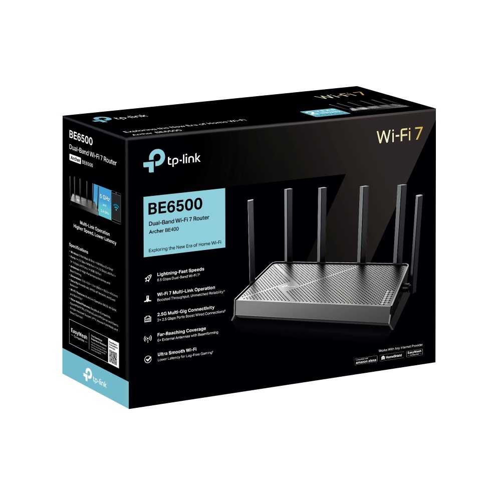 TP-LINK Wireless Router Dual Band BE6500 1xWAN(2.5Gbps) + 1xLAN(2.5Gbps ...